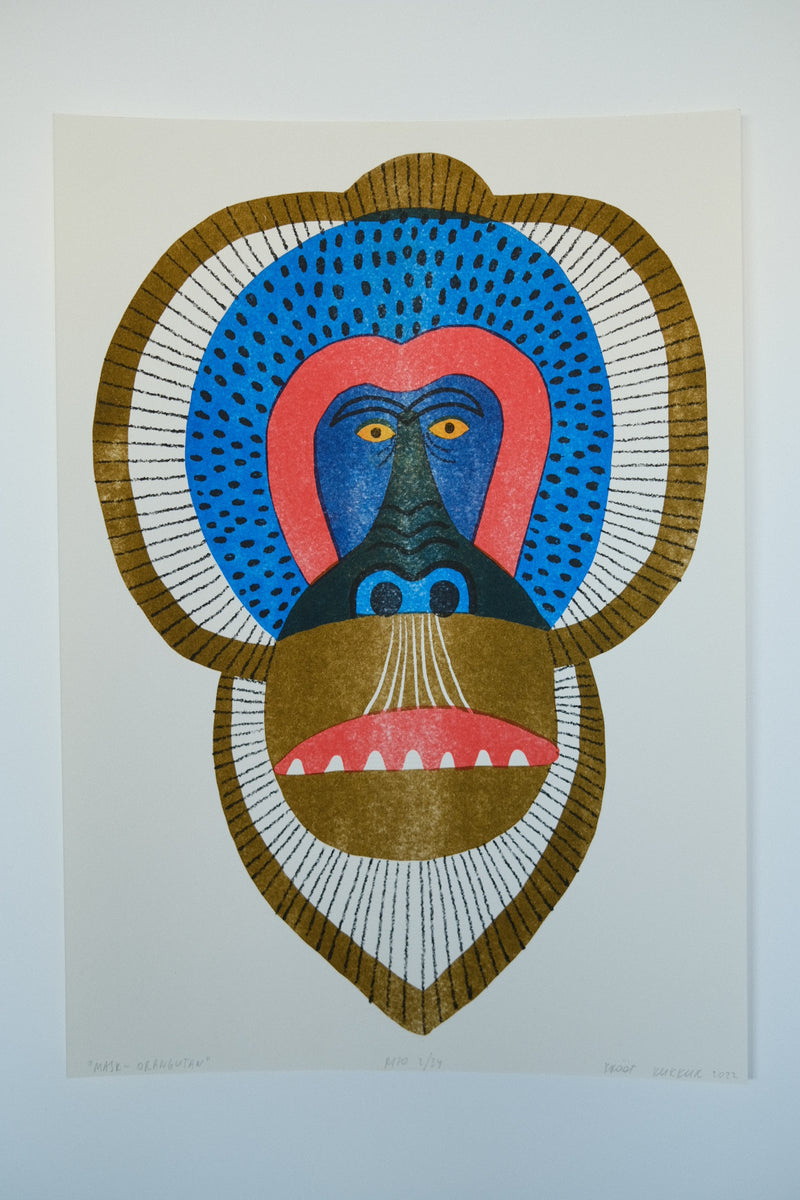 "mask - orangutan" riso – Krõõt Kukkur Illustrations
