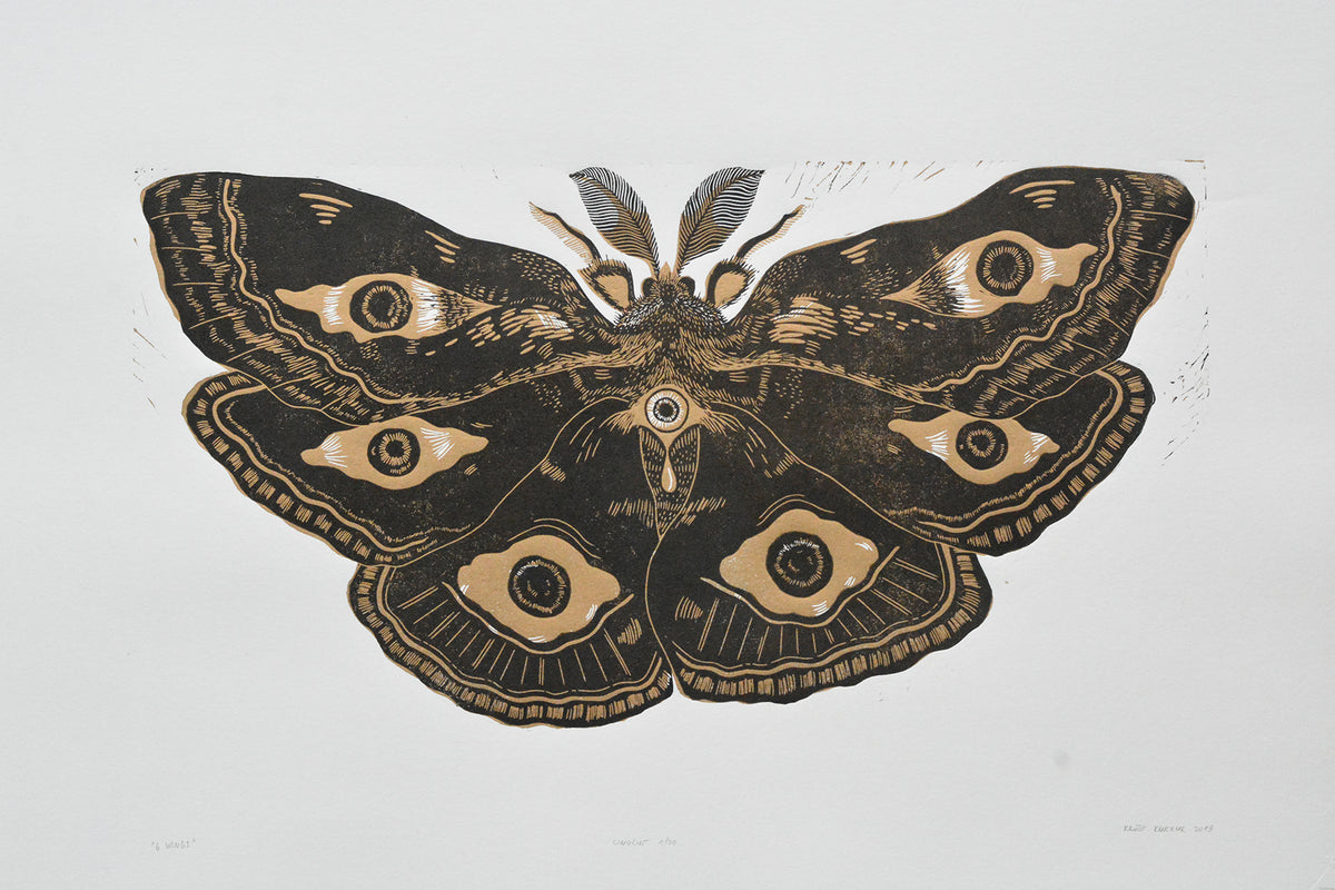 6 wings linocut – Krõõt Kukkur Illustrations